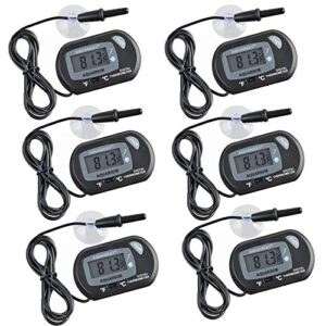 aquaneat 6 pack aquarium thermometer, reptile thermometer, fish tank thermometer, digital thermometer, terrarium water temperature test, with large lcd display