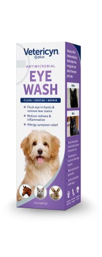 Vetericyn Plus Dog and Cat Eye Wash | Eye Drops for Dogs and Cats to Flush and Soothe Eye Irritations, Dog Tear Stain Cleaner, Safe for All Animals. 3 ounces