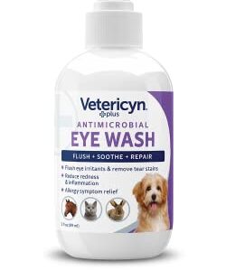 Vetericyn Plus Dog and Cat Eye Wash | Eye Drops for Dogs and Cats to Flush and Soothe Eye Irritations, Dog Tear Stain Cleaner, Safe for All Animals. 3 ounces