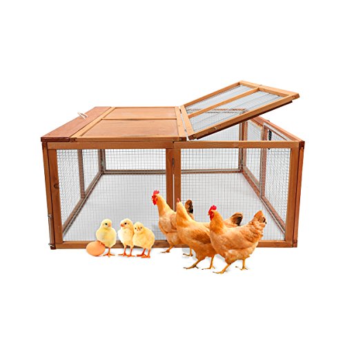 Magshion Foldable Chicken Coop No Assembly Required Wooden Bunny Rabbit Hutch Spacious Pet Hutch Playpen House Outdoor Small Animal Nesting Box 45.7 Inch (Natural)