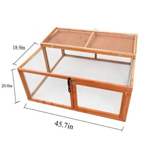 Magshion Foldable Chicken Coop No Assembly Required Wooden Bunny Rabbit Hutch Spacious Pet Hutch Playpen House Outdoor Small Animal Nesting Box 45.7 Inch (Natural)