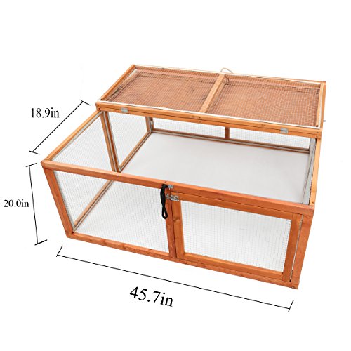 Magshion Foldable Chicken Coop No Assembly Required Wooden Bunny Rabbit Hutch Spacious Pet Hutch Playpen House Outdoor Small Animal Nesting Box 45.7 Inch (Natural)