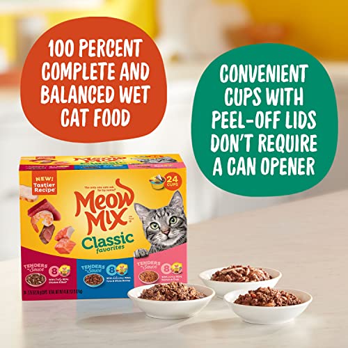 Meow Mix Classic Favorites Wet Cat Food, Variety Pack, 2.75 Ounce Cup (Pack of 48)