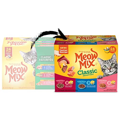 Meow Mix Classic Favorites Wet Cat Food, Variety Pack, 2.75 Ounce Cup (Pack of 48)