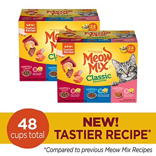 Meow Mix Classic Favorites Wet Cat Food, Variety Pack, 2.75 Ounce Cup (Pack of 48)