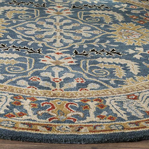 SAFAVIEH Antiquity Collection Area Rug - 6' Round, Dark Blue & Multi, Handmade Traditional Oriental Wool, Ideal for High Traffic Areas in Living Room, Bedroom (AT64B)