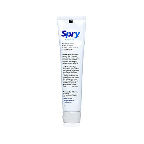 Spry Xylitol Toothpaste, Fluoride-Free, Natural Spearmint, Anti-Plaque and Tartar Control, 5 oz (3 Pack)