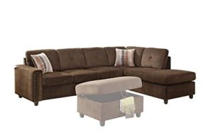 acme belville sectional sofa w/pillows (reversible) - - chocolate velvet