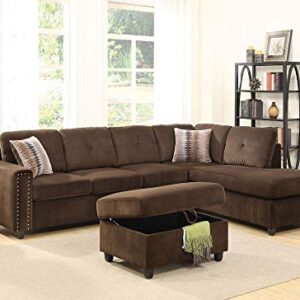 ACME Belville Sectional Sofa w/Pillows (Reversible) - - Chocolate Velvet