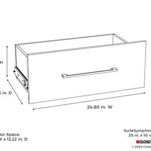 ClosetMaid SuiteSymphony Wood, Add On Accessory, Modern Style For Storage, Closet, Clothes, Size Units, Pure White/Satin Nickel, 25-Inch X 10-Inch Drawer