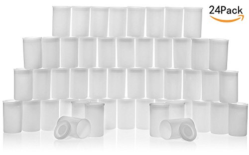 CTKcom 35MM Film Canisters(24 pack)- Tight Sealing Lids on All Canisters for Travel or Small Storage and Geocaching, 24 pack(Clear)