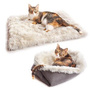 4CLAWS Furry Pet Bed/Mat (Convertible) - White