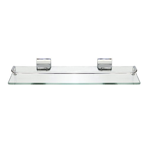 MODONA Glass Wall Shelf with Rail – Polished Chrome – 5 Year Warrantee