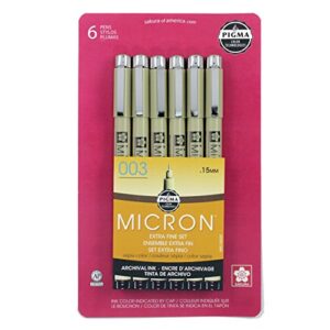 sakura pigma 50032 micron blister card ink pen set, sepia, 003 sepia 6ct