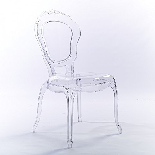 2xhome Belle Transparent Vanity Mid Century Ghost Chair, Clear