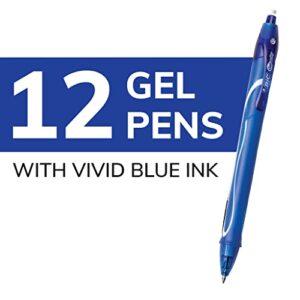 BIC Gel-ocity Quick Dry Blue Gel Pens, Medium Point (0.7mm), 12-Count Pack, Retractable Gel Pens With Comfortable Full Grip