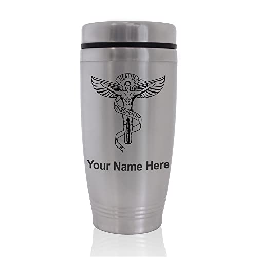 SkunkWerkz Commuter Travel Mug, Chiropractic Symbol, Personalized Engraving Included