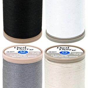 4-PACK - Coats & Clark - Dual Duty XP Heavy Weight Thread - 4 Color Value Pack - (Black+White+Slate+Natural) 125yds Each