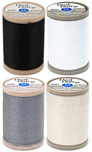 4-PACK - Coats & Clark - Dual Duty XP Heavy Weight Thread - 4 Color Value Pack - (Black+White+Slate+Natural) 125yds Each