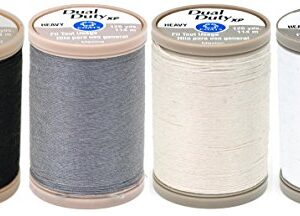 4-PACK - Coats & Clark - Dual Duty XP Heavy Weight Thread - 4 Color Value Pack - (Black+White+Slate+Natural) 125yds Each