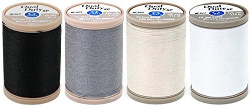 4-PACK - Coats & Clark - Dual Duty XP Heavy Weight Thread - 4 Color Value Pack - (Black+White+Slate+Natural) 125yds Each