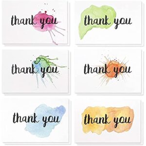 juvale blank thank you cards with envelopes, 6 watercolor designs (4x6 in, 48 pack)