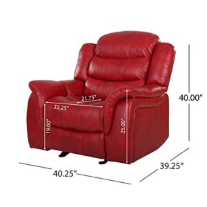 Christopher Knight Home Hawthorne Glider Recliner, Leather, Oxblood Red