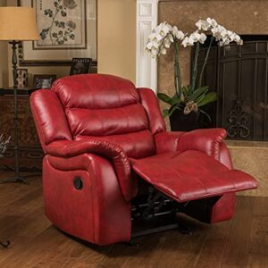 Christopher Knight Home Hawthorne Glider Recliner, Leather, Oxblood Red