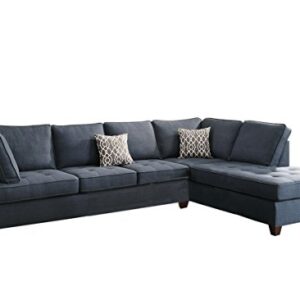 Poundex Bobkona Kemen 2-Pieces Sectional Sofa | Linen-Like Polyfabric Left or Right Chaise | F6989 model | Blue color