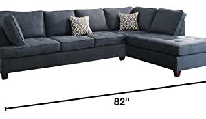 Poundex Bobkona Kemen 2-Pieces Sectional Sofa | Linen-Like Polyfabric Left or Right Chaise | F6989 model | Blue color