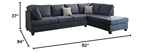 Poundex Bobkona Kemen 2-Pieces Sectional Sofa | Linen-Like Polyfabric Left or Right Chaise | F6989 model | Blue color