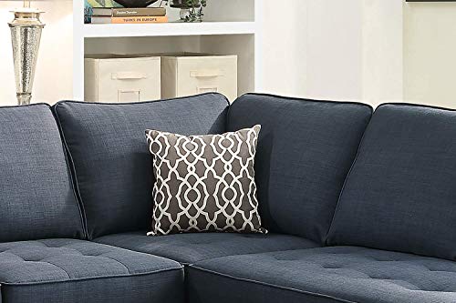 Poundex Bobkona Kemen 2-Pieces Sectional Sofa | Linen-Like Polyfabric Left or Right Chaise | F6989 model | Blue color