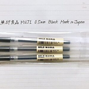 Muji Gel Ink Ballpoint Pen, Black, 0.5mm, 3 Pens (Japan Import)