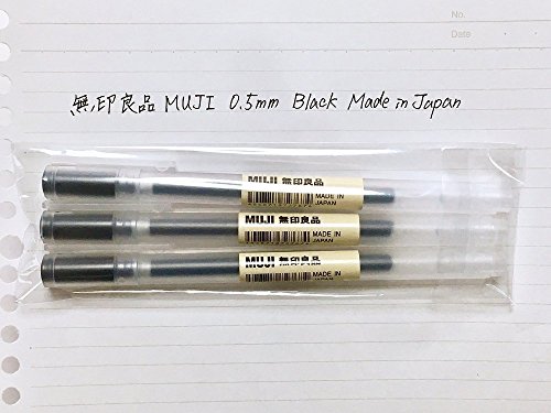 Muji Gel Ink Ballpoint Pen, Black, 0.5mm, 3 Pens (Japan Import)