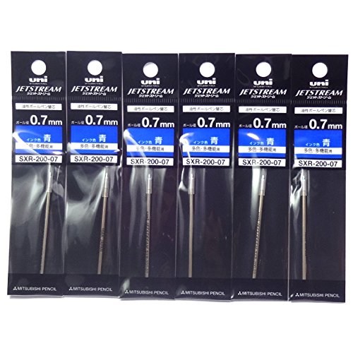 Uni 0.7mm Blue Ink Refill (SXR20007.33), for Jet Stream Prime High Grade multi ballpoint pen, ×6 Pack/total 6pcs (Japan Import) [Komainu-Dou Original Package]