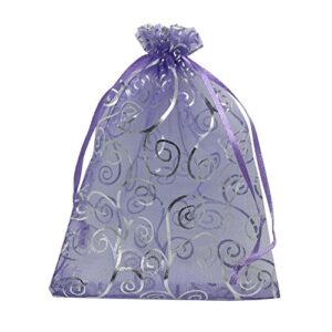 ansley shop 100pcs 5x7 inches drawstrings organza gift candy bags wedding favors bags (purple with silver)