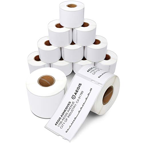 Aegis - Compatible Direct Thermal Labels Replacement for DYMO 30323 (2-1/8" X 4") Shipping & Postage - Use with Labelwriter 450, 450 Turbo, 4XL Printers (12 Rolls)