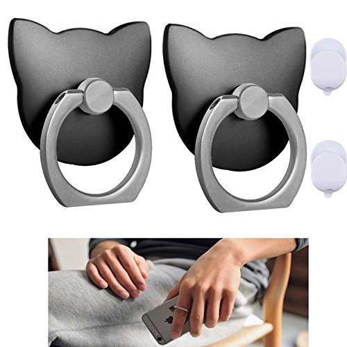 Phone Ring holder & Stand,Metal Finger Grip Stand Holder Ring 360° Rotate and 180° Flip,Car Mount Phone Ring Grip for Smartphone Tablet PC case phone ring (Sky gray cat)