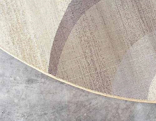 Unique Loom Barista Collection Modern, Abstract, Geometric, Circles, Bohemian, Rustic, Warm Colors Area Rug, 8 ft 0 x 8 ft 0 Round, Beige/Brown