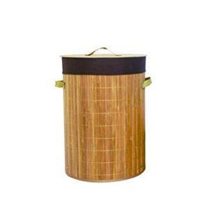 Set of 3 Laundry Hampers Bamboo Round Wicker Clothes Bin Baskets Storage Bin Organizers Retail Dump Bin Folding Basket 100208-NF