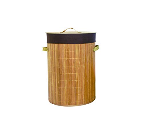 Set of 3 Laundry Hampers Bamboo Round Wicker Clothes Bin Baskets Storage Bin Organizers Retail Dump Bin Folding Basket 100208-NF