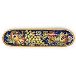 ceramiche d'arte parrini - italian ceramic serving appetizer tray baguette decorated grape hand painted made in italy tuscan