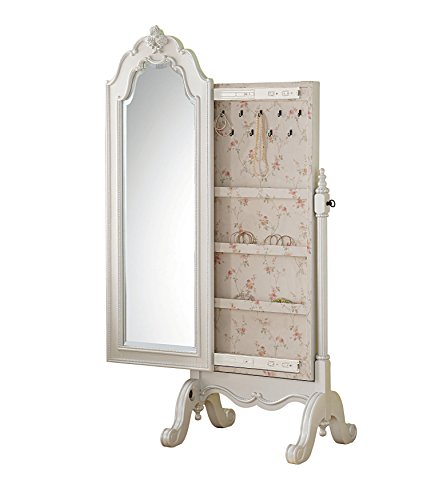 ACME Furniture Edalene Cheval Jewelry Armoire, Pearl White