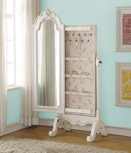 ACME Furniture Edalene Cheval Jewelry Armoire, Pearl White