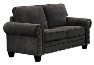 homelegance cornelia 63" fabric loveseat, dark gray