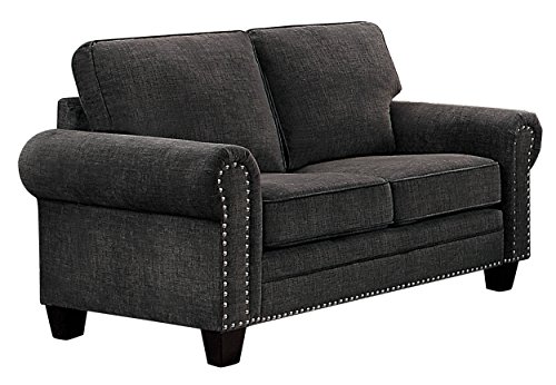 Homelegance Cornelia 63" Fabric Loveseat, Dark Gray