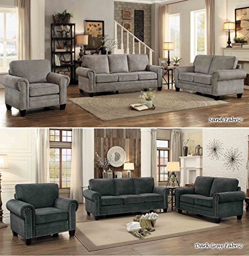 Homelegance Cornelia 63" Fabric Loveseat, Dark Gray