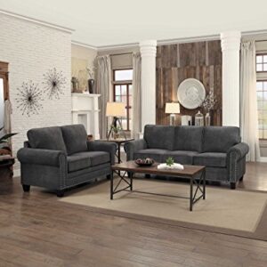 Homelegance Cornelia 63" Fabric Loveseat, Dark Gray