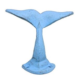 Handcrafted Nautical Decor Rustic Light Blue Cast Iron Decorative Whale Tail Hook 5" - Cast Iron Decoratio