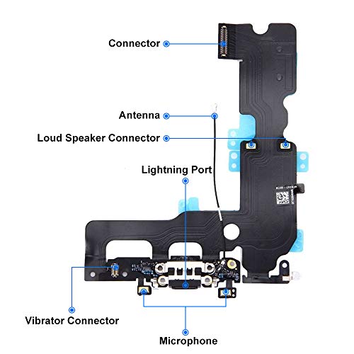 MMOBIEL Dock Connector Compatible with iPhone 7 2016 - Charging Port Flex Cable - Headphone Port/Microphone/Antenna Replacement - Incl. Screwdrivers - Black